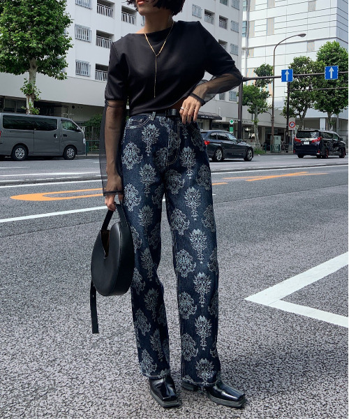 AMERI（アメリ）の「DAMASK JACQUARD STRAIGHT DENIM（デニムパンツ）」 - WEAR