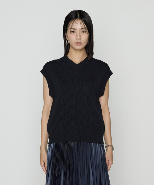 コムサ（COMME CA）/コットンポリエステルリリヤーン ニットベスト コットンポリエステルリリヤーン ニットベスト（ベスト）｜COMME CA