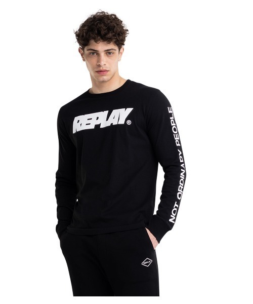 REPLAY（リプレイ）の「REPLAYロゴプリントロングTシャツ（Tシャツ/カットソー）」 - WEAR