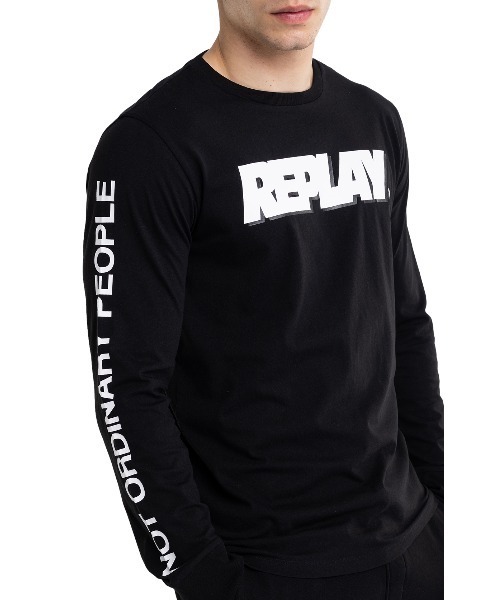 REPLAY（リプレイ）の「REPLAYロゴプリントロングTシャツ（Tシャツ/カットソー）」 - WEAR