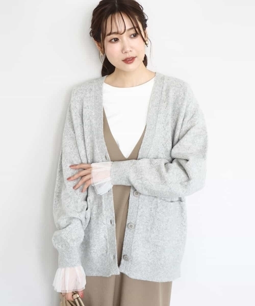 セール】ソフト起毛ニットカーディガン/洗える（カーディガン/ボレロ