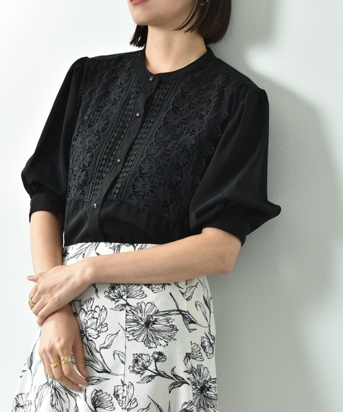 INTERPLANET（インタープラネット）の「デシン＊レース5分袖ブラウス（シャツ/ブラウス）」 - WEAR