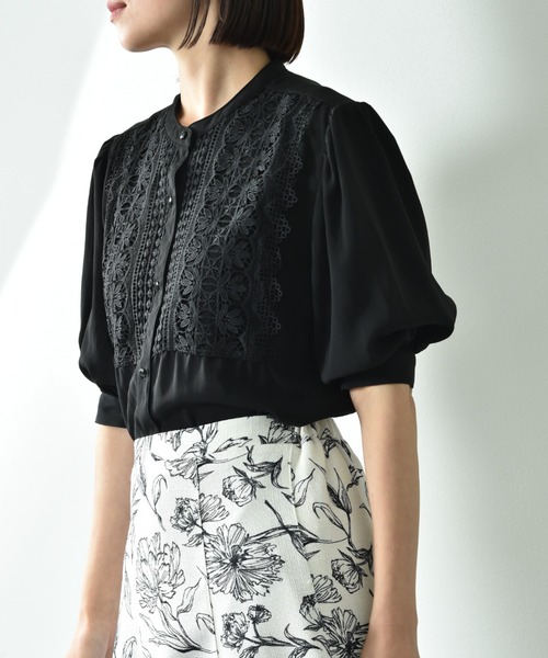 INTERPLANET（インタープラネット）の「デシン＊レース5分袖ブラウス（シャツ/ブラウス）」 - WEAR
