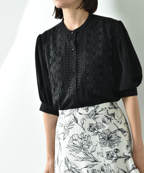 INTERPLANET（インタープラネット）の「デシン＊レース5分袖ブラウス（シャツ/ブラウス）」 - WEAR