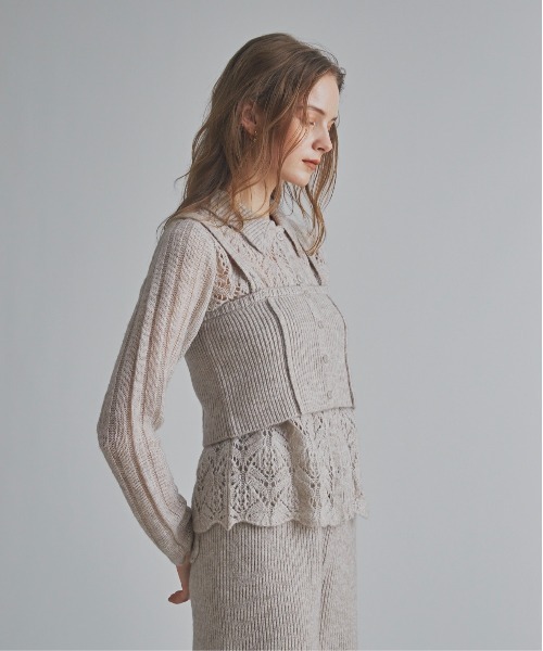 willfully（ウィルフリー）の「sheer crochet collar knit piping bustier set（ニット ...