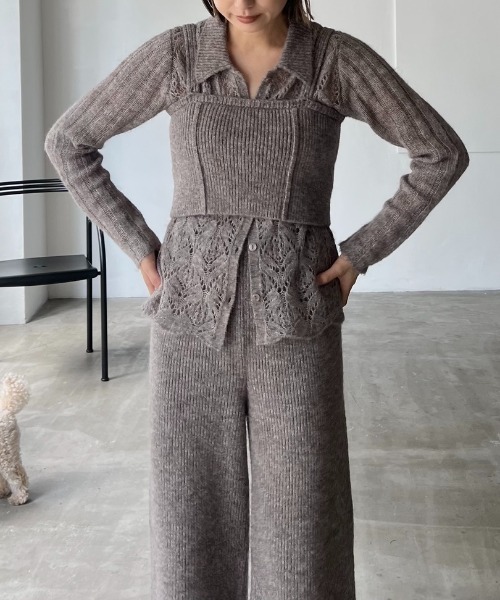 willfully（ウィルフリー）の「sheer crochet collar knit piping bustier set（ニット ...