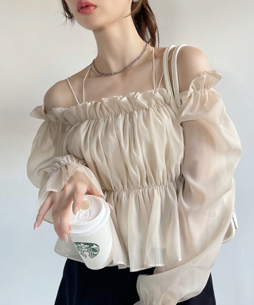 Ada.（エイダ）の「2WAY オフショル シアー ギャザー 長袖 ブラウス（シャツ/ブラウス）」 - WEAR