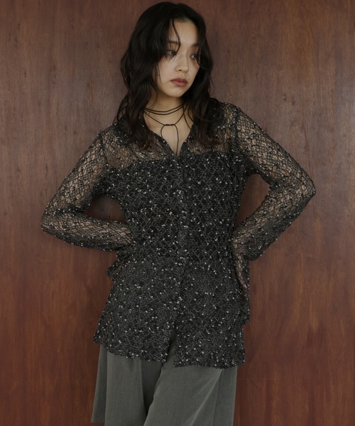 hellam（へラム）の「透かし編みネップメッシュカーデ（Tシャツ/カットソー）」 - WEAR