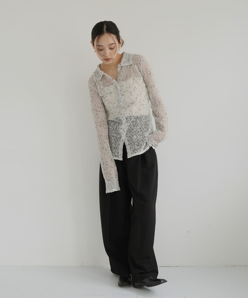 hellam（へラム）の「透かし編みネップメッシュカーデ（Tシャツ/カットソー）」 - WEAR