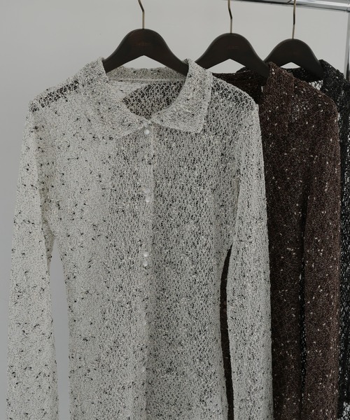 hellam（へラム）の「透かし編みネップメッシュカーデ（Tシャツ/カットソー）」 - WEAR