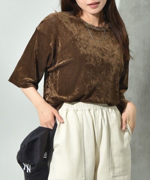 INTERPLANET（インタープラネット）の「シアーベロア5分袖プルオーバー（Tシャツ/カットソー）」 - WEAR