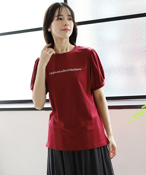 REAL CUBE（リアルキューブ）の「接触冷感パフスリーブロゴTシャツ（Tシャツ/カットソー）」 - WEAR