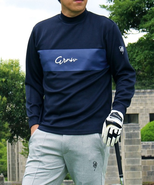 GIORNO SEVEN（ジョルノセブン）の「モックネックシャツ ゴルフウェア 筆記体ロゴ 長袖 ポロシャツ ハイネック メンズ（ゴルフグッズ）」 - WEAR