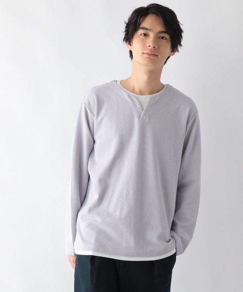 GLOBAL WORK（グローバルワーク）の「厚手キーネックレイヤード/171892（Tシャツ/カットソー）」 - WEAR