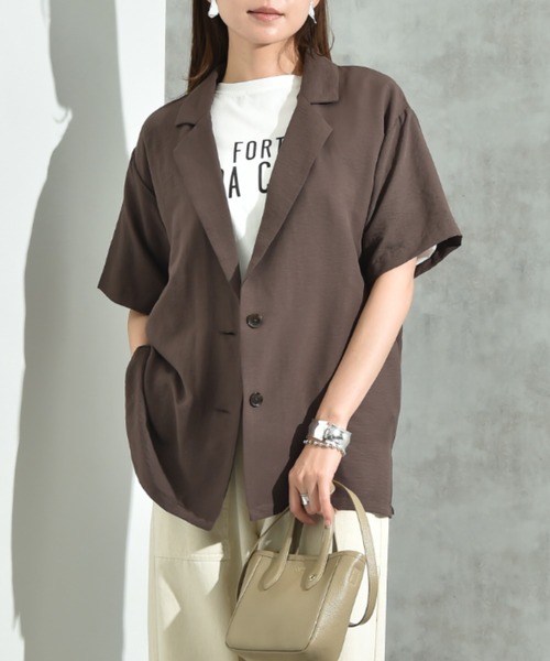 INTERPLANET（インタープラネット）の「パウダーデシン半袖テーラージャケット（テーラードジャケット）」 - WEAR