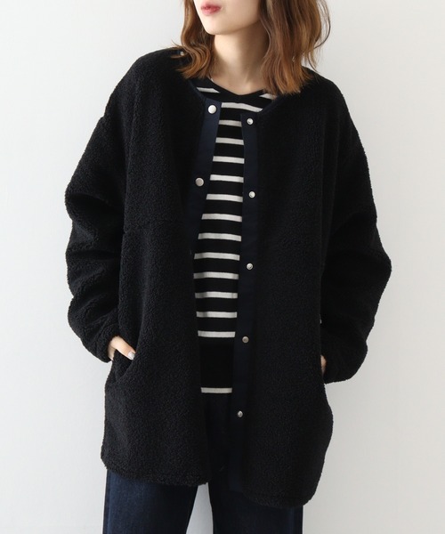 Arinomama（アリノママ）の「Arinomama ボア オーバカーデ（ノーカラーコート）」 - WEAR