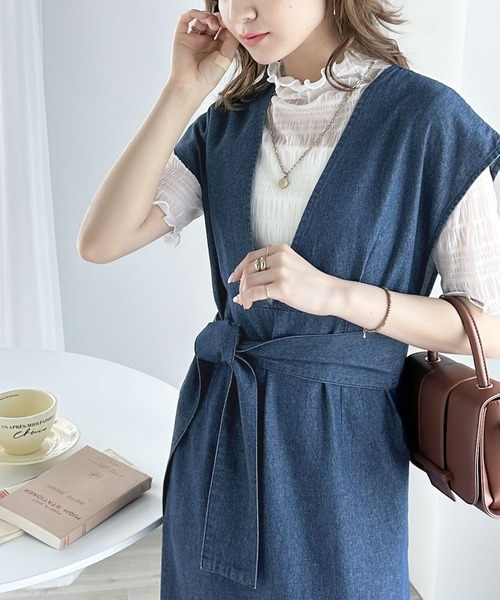 classicalelf（クラシカルエルフ）の「大人のこなれデニム。2way ベルト付 Vネックジャンパースカート（ワンピース）」 - WEAR