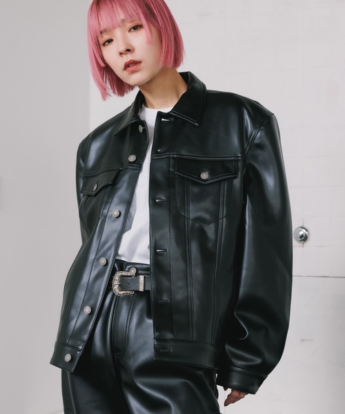 Guess（ゲス）の「GUESS/ゲス GO RAYMOND PU TRUCKER JACKET トラッカージャケット（ライダースジャケット ...