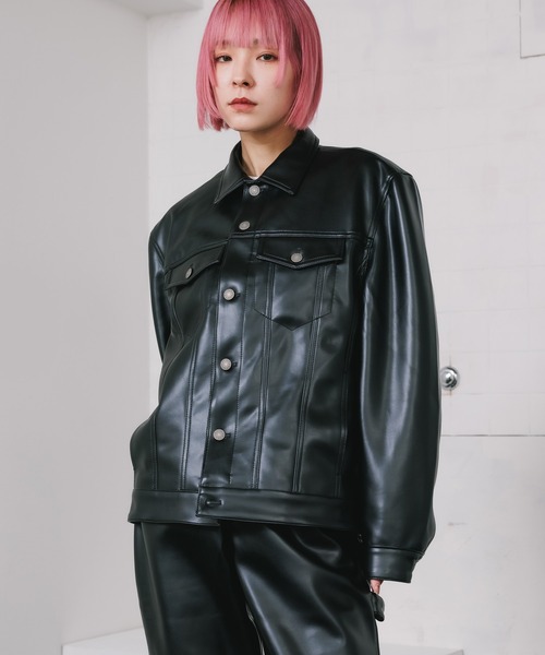 Guess（ゲス）の「GUESS/ゲス GO RAYMOND PU TRUCKER JACKET トラッカージャケット（ライダースジャケット ...