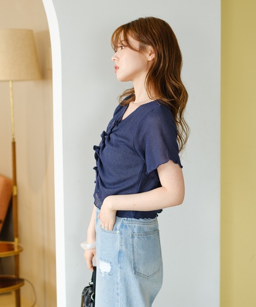 Kastane（カスタネ）の「【4色展開/2WAY】フロントシャーリング半袖TEE（Tシャツ/カットソー）」 - WEAR