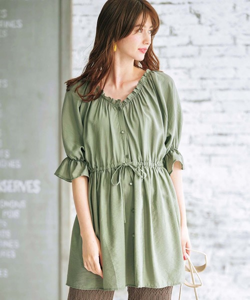 GeeRA（ジーラ）の「フリル衿ウエストドロストチュニック（チュニック）」 - WEAR