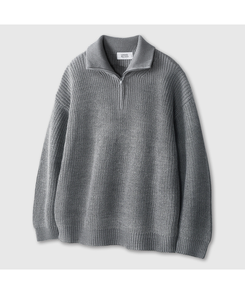 Overfit volume washable half zip-up hachi knit [gray]（ニット/セーター）｜LEMAIN ...