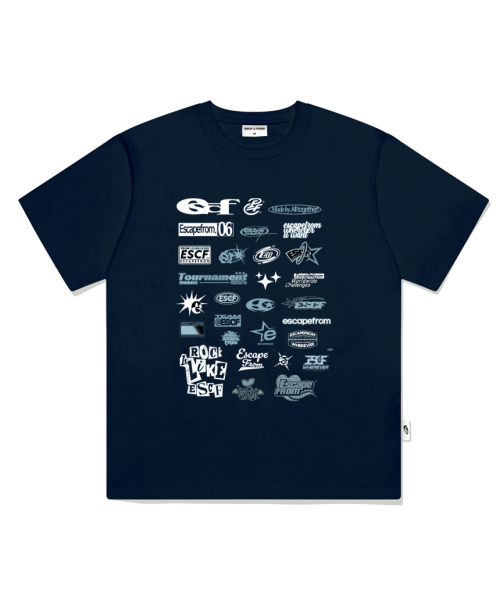 ロゴアセンブリプリントオーバーサイズ半袖Tシャツネイビー（Tシャツ/カットソー）｜ESCAPEFROM（エスケープフロム）のファッション通販 ...