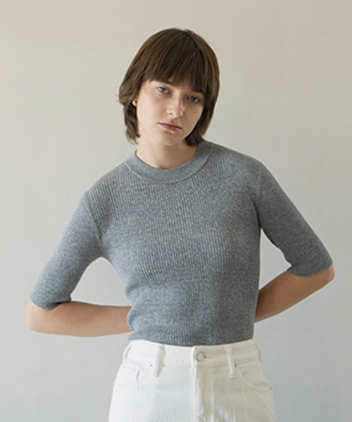 H/N HALF SLEEVE RIB KNIT TOPS（ニット/セーター）｜CLANE（クラネ）のファッション通販 - ZOZOTOWN