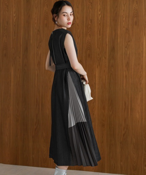 セール】デニムプリーツ配色ワンピース（ワンピース）｜Bou Jeloud