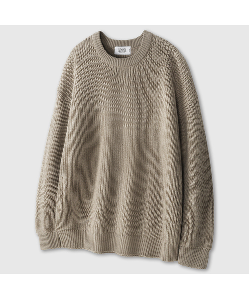 Overfit volume washable crew neck hachi knit [beige]（ニット/セーター）｜LEMAIN ...