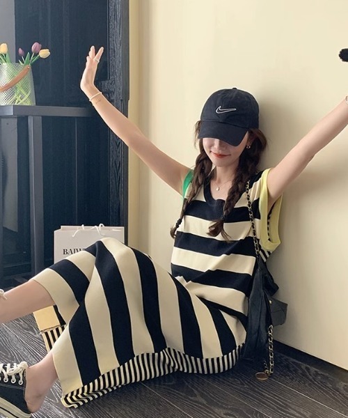 N.s（エヌドットエス）の「マルチボーダー袖配色ワンピース（ワンピース）」 - WEAR