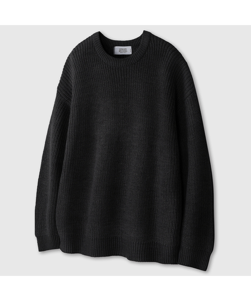 【セール】Overfit volume washable crew neck hachi knit [black]（ニット/セーター ...