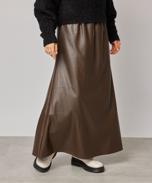 SETUP7（セットアップセブン）の「【SETUP7】フェイクレザーロングスカート KNF037（スカート）」 - WEAR
