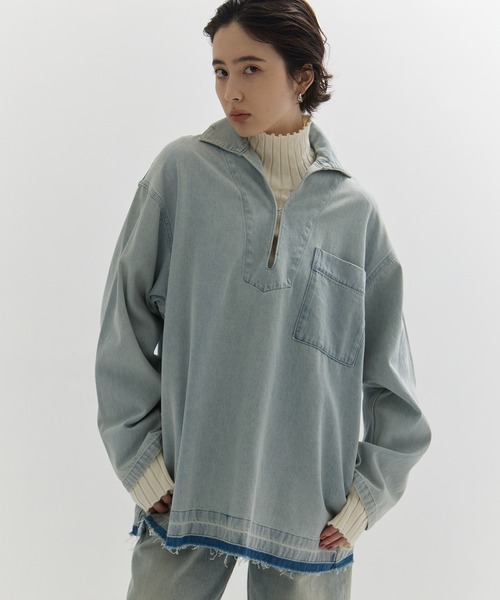 セール】【CLANE/クラネ】DENIM OVER SKIPPER SHIRTS/デニムオーバー