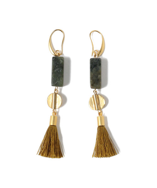Ray BEAMS（レイビームス）の「David Aubrey / グリーン バー タッセル ピアス（ピアス（両耳用））」 - WEAR