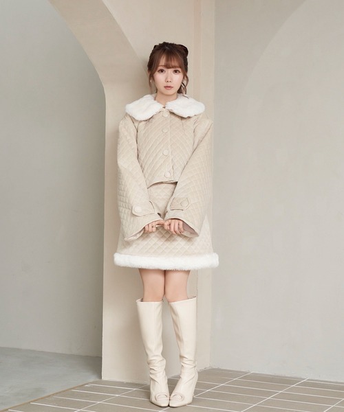 セール】Quilting fake fur collar short JK（その他アウター）｜Rose