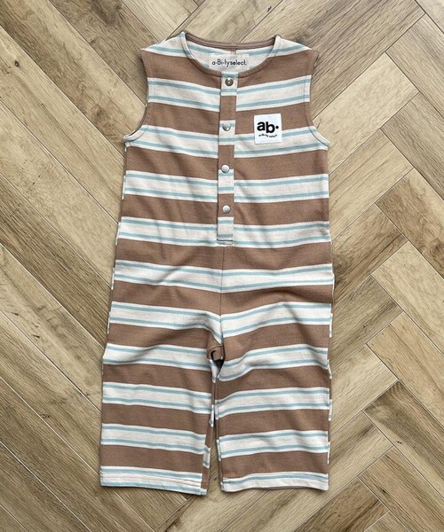 aBity select（アビティセレクト）の「ABITYネーム マルチボーダースウェット ノースリーブオールインワン（ロンパース）」 - WEAR