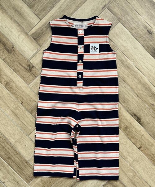 aBity select（アビティセレクト）の「ABITYネーム マルチボーダースウェット ノースリーブオールインワン（ロンパース）」 - WEAR
