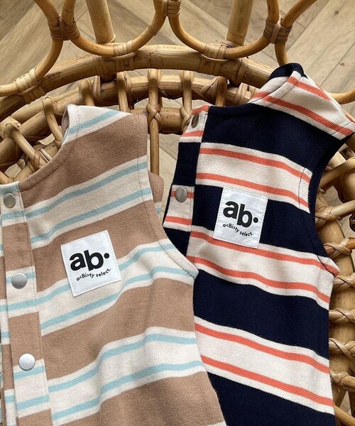 aBity select（アビティセレクト）の「ABITYネーム マルチボーダースウェット ノースリーブオールインワン（ロンパース）」 - WEAR