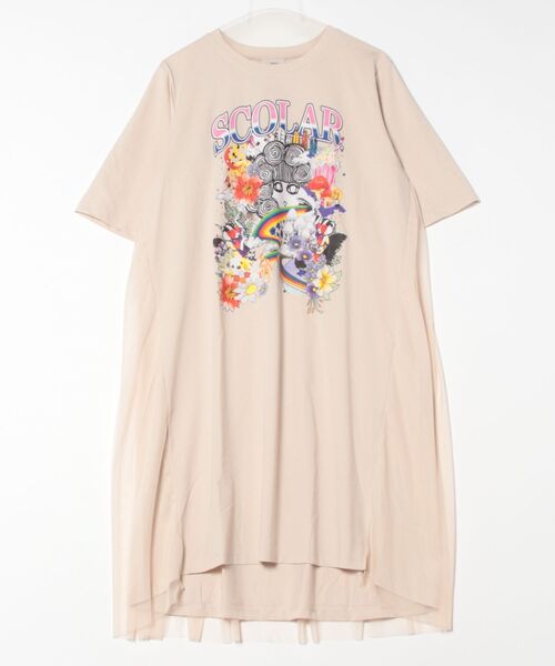 151652：スカラー×コラージュ柄 チュール重ねワンピース（ワンピース）｜ScoLar（スカラー）のファッション通販 - ZOZOTOWN