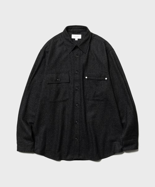 SHIRTER（シャーター）の「WOOL TWO POCKET SHIRT (BLACK)（シャツ/ブラウス）」 - WEAR