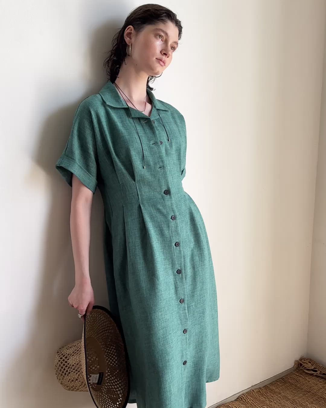 セール】【新色追加】タックフレアシャツワンピース（シャツワンピース