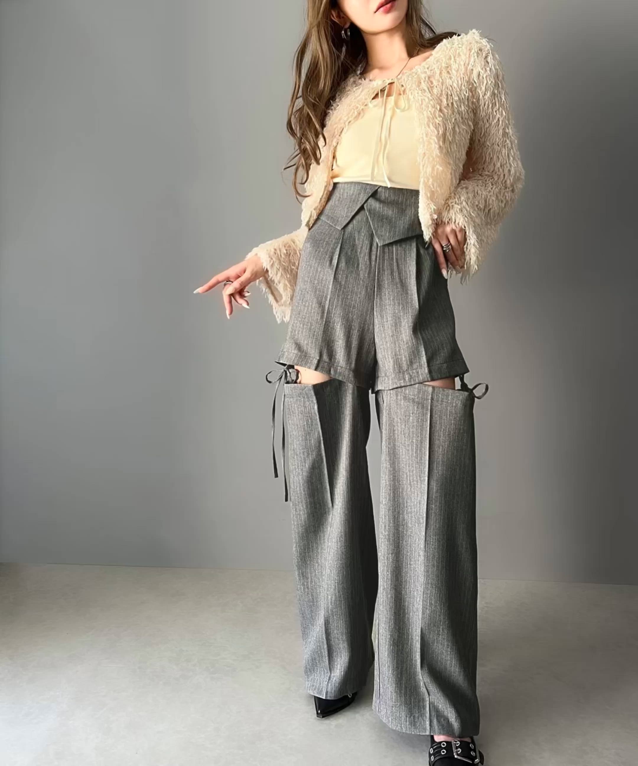 セール】【mily bilet】大人ガーリーボトム。ウエスト折り返しリボン